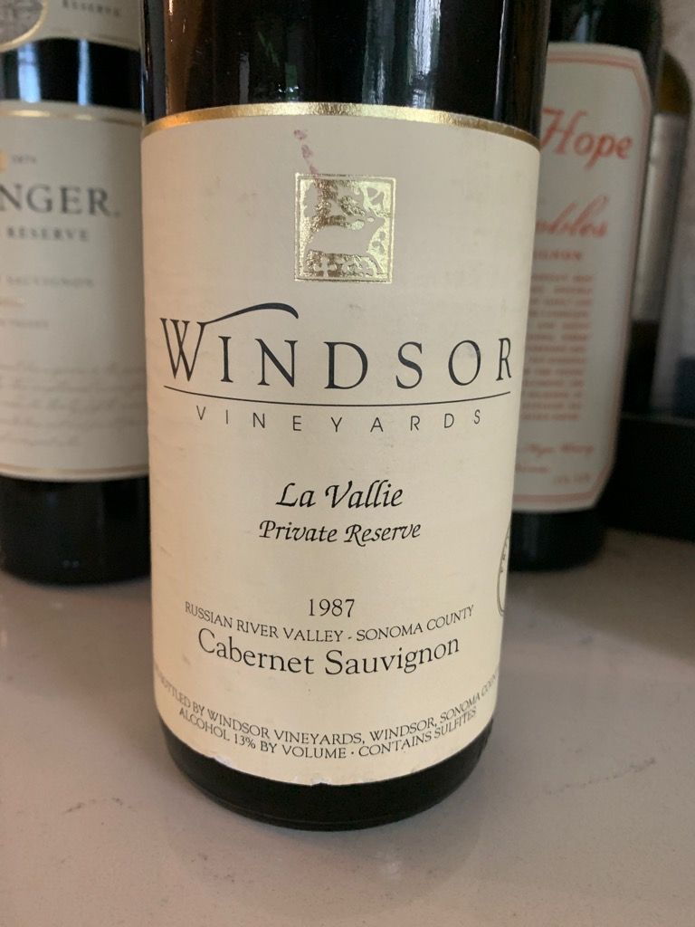1992 Windsor Vineyards Cabernet Sauvignon Private Reserve Russian River ...