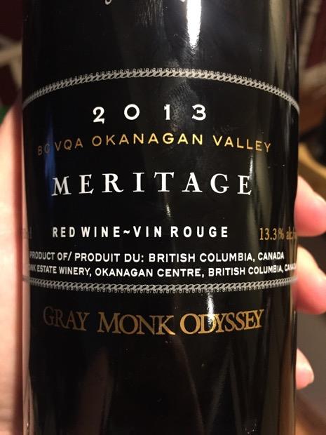 2013 Gray Monk Estate Winery Meritage Odyssey, Canada, British Columbia ...