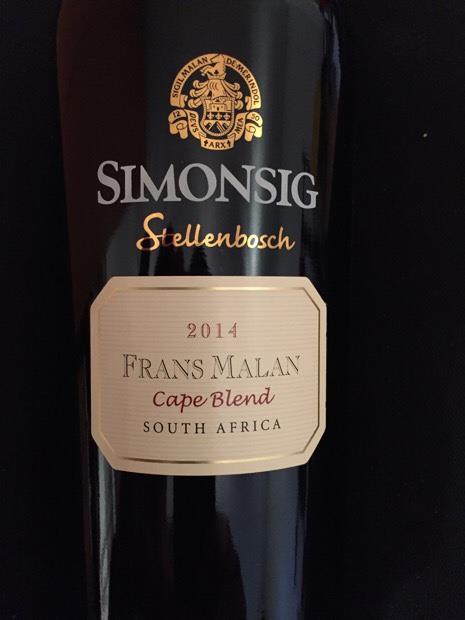 2014 Simonsig Frans Malan, South Africa, Coastal Region, Stellenbosch ...