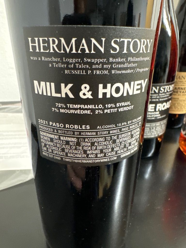2021 Herman Story Milk & Honey, USA, California, Central Coast, Paso ...
