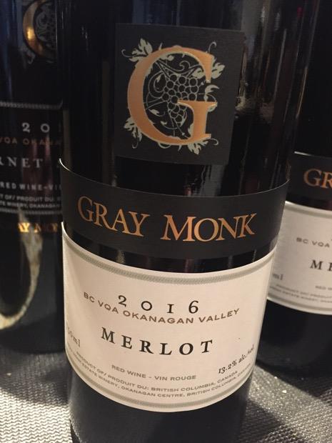 2016 Gray Monk Estate Winery Merlot, Canada, British Columbia, Okanagan ...