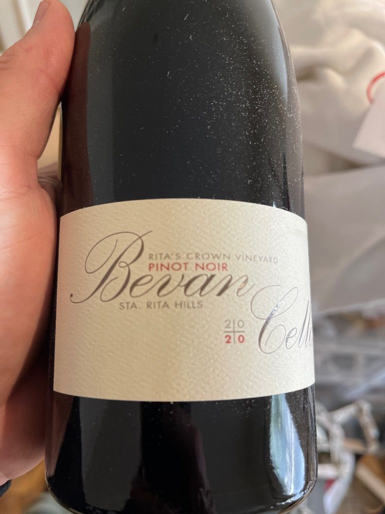 2020 Bevan Cellars Pinot Noir Rita's Crown Vineyard Sta. Rita Hills ...