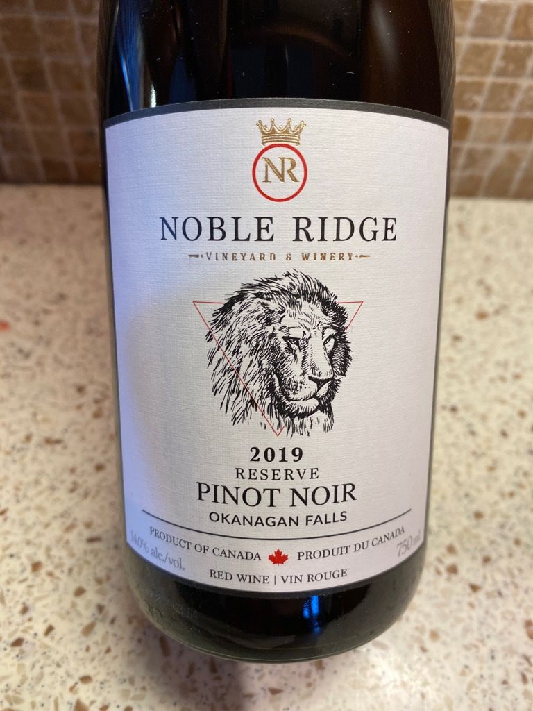 2019 Noble Ridge Pinot Noir Reserve, Canada, British Columbia, Okanagan ...