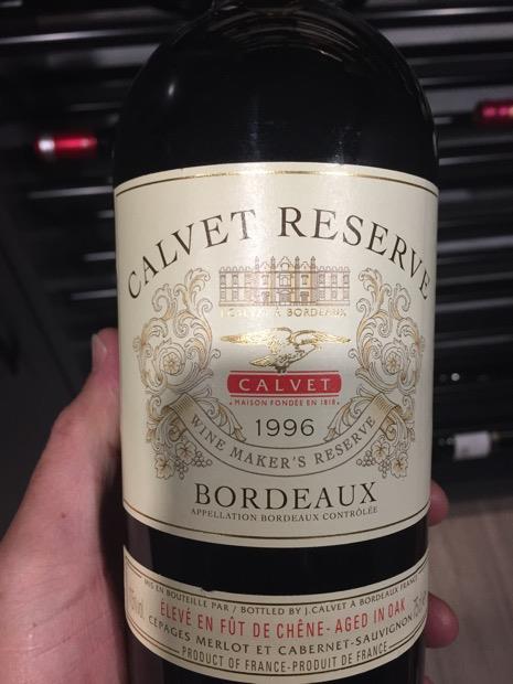 1996 Calvet Reserve, France, Bordeaux - CellarTracker