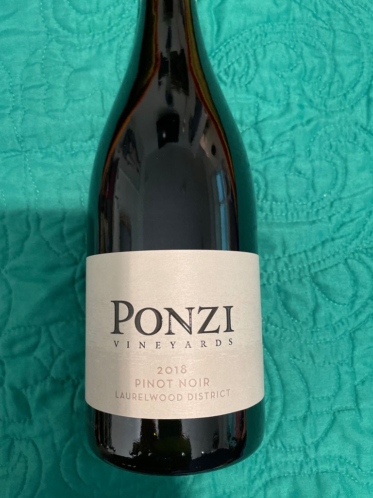 2018 Ponzi Vineyards Pinot Noir Laurelwood District, USA, Oregon ...