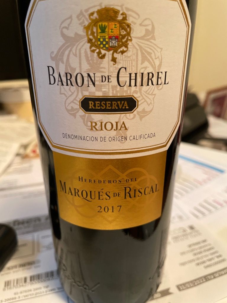 2017 Marqués de Riscal Rioja Baron de Chirel Reserva, Spain, La Rioja ...
