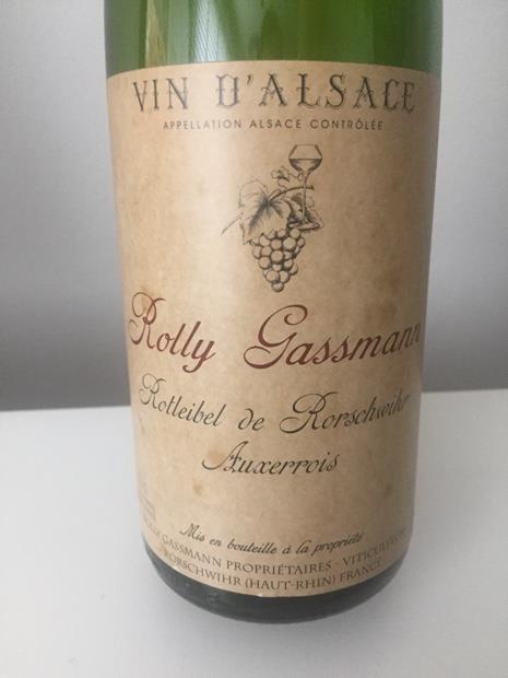 2012 Rolly Gassmann Auxerrois Rotleibel de Rorschwihr, France, Alsace ...